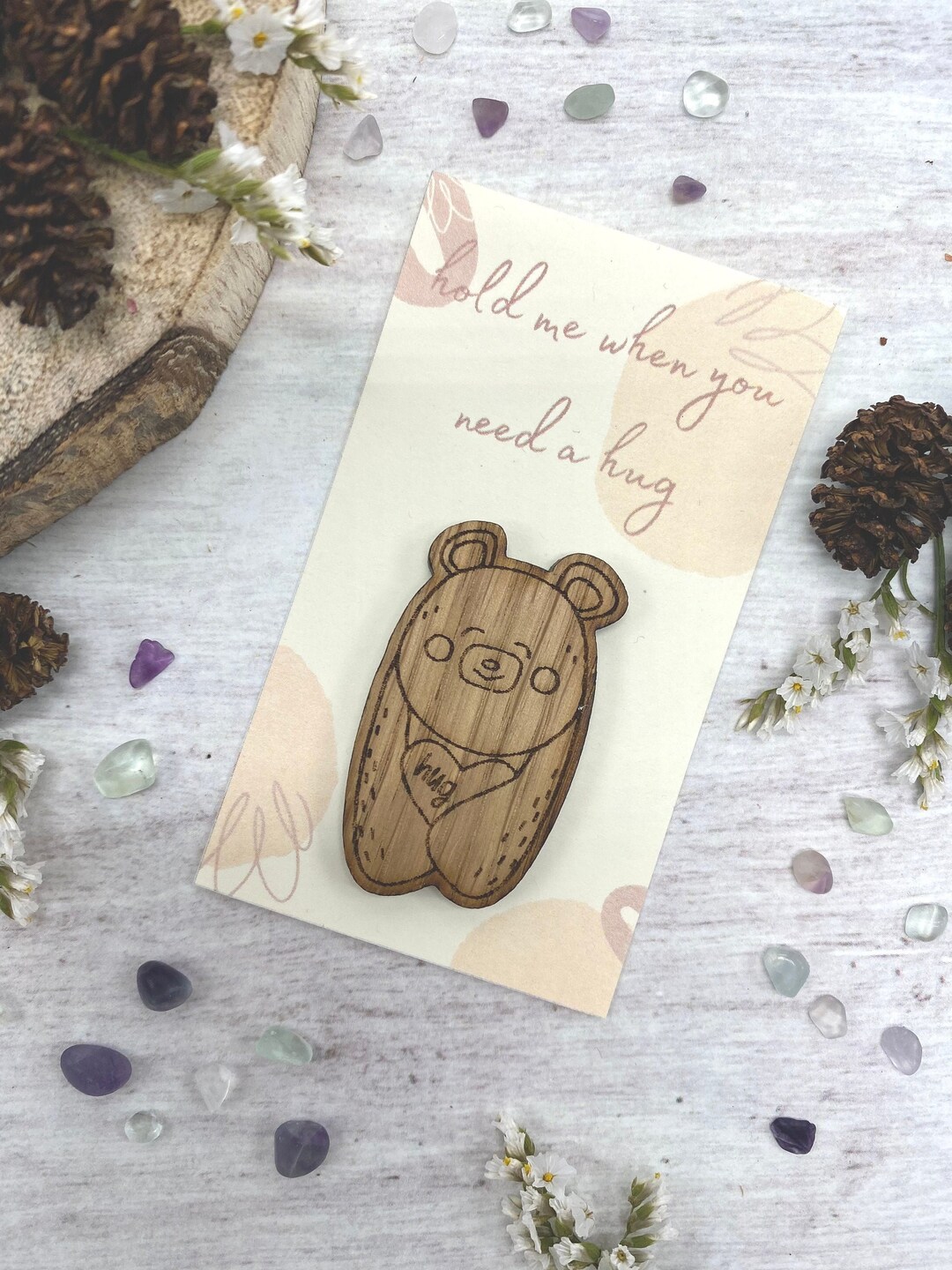Bear Hug, Wooden Token, Pocket Hug Token, Letterbox Gift, Token Gift - Etsy