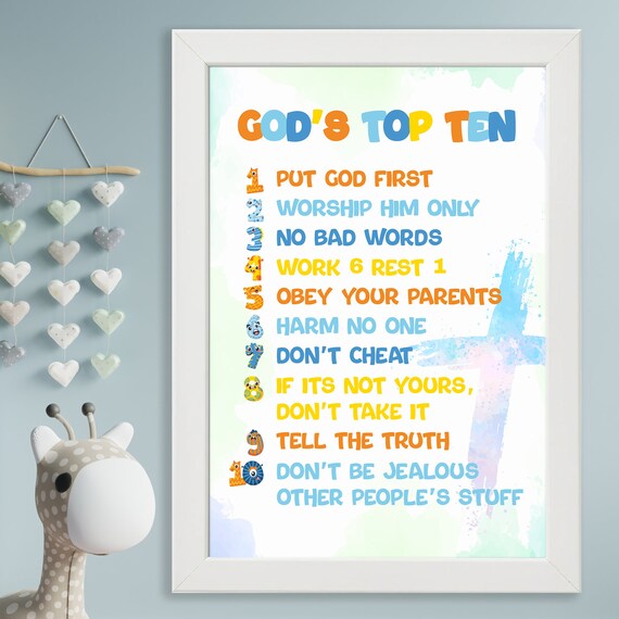 God's 10 Ten Commandments for Kids & Children Digital | Etsy