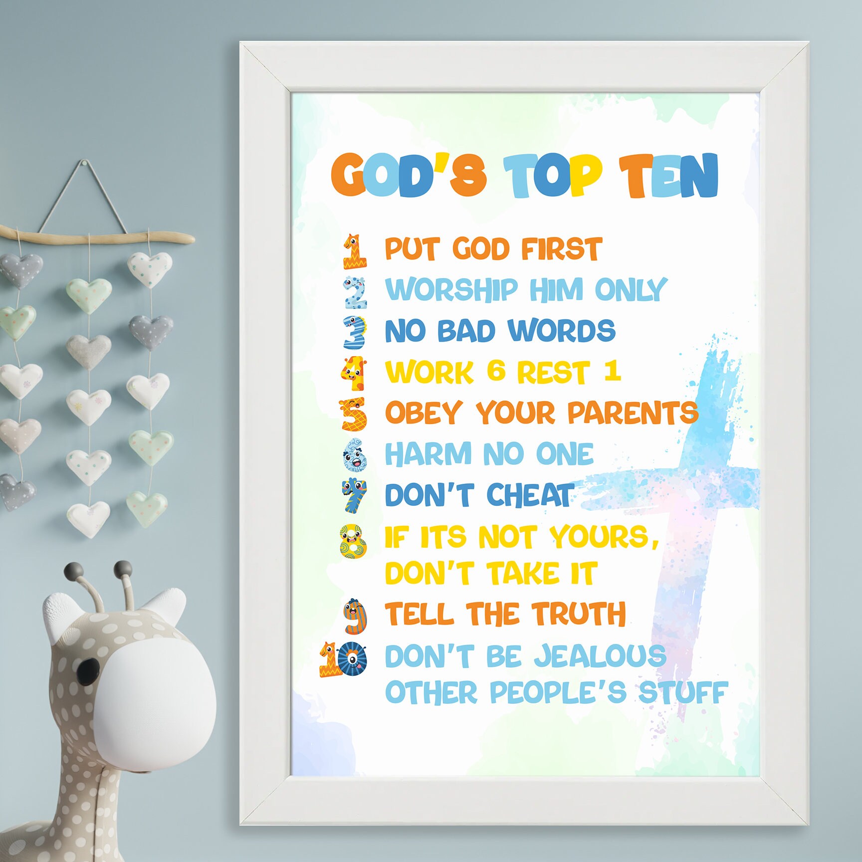 God's 10 Ten Commandments for Kids & Children Digital Printable Bible ...