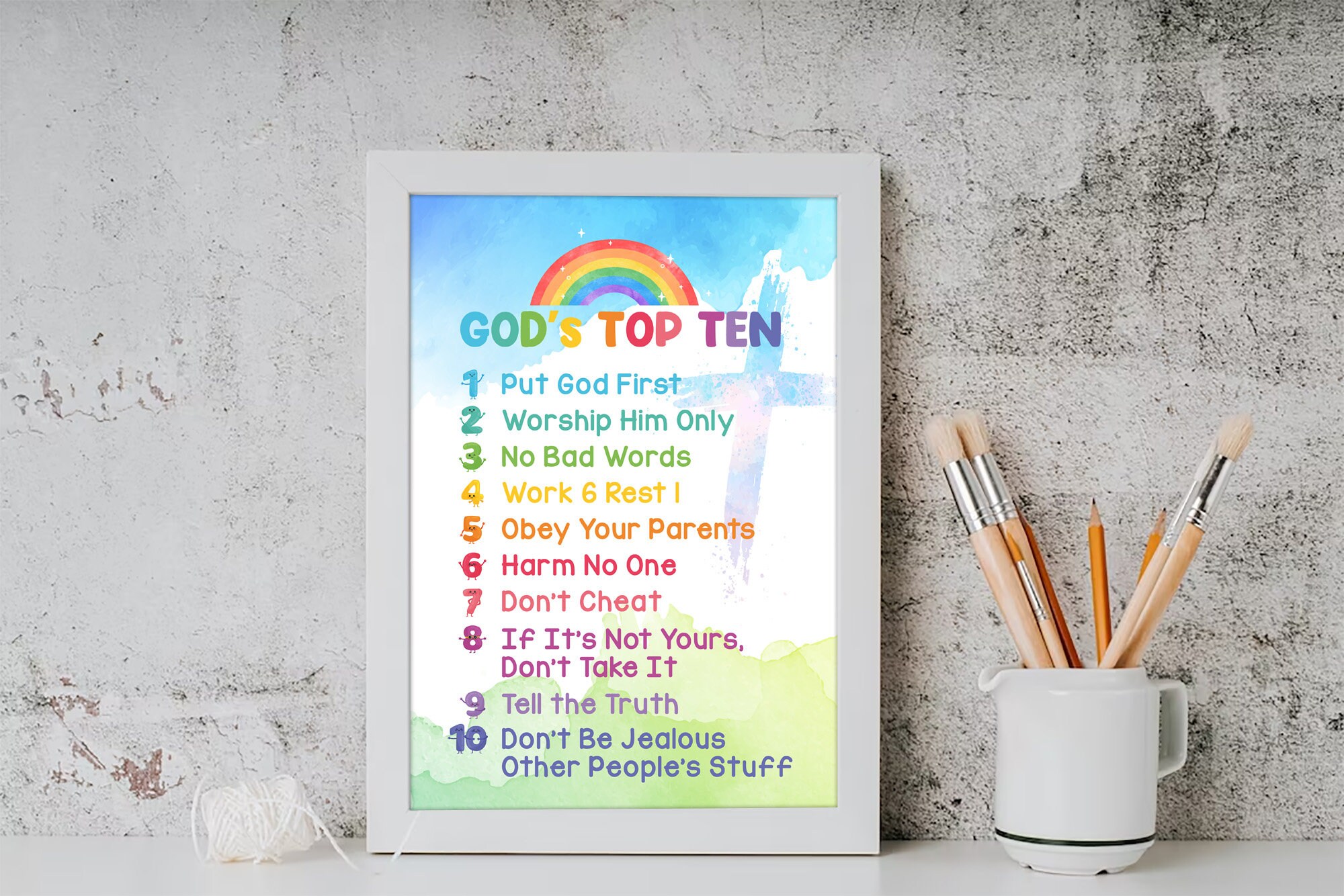 God's 10 Ten Commandments for Kids & Children Digital Printable Bible ...