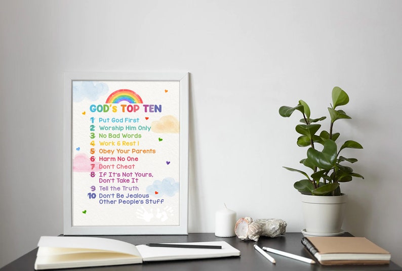 God's 10 Ten Commandments for Kids & Children Digital Printable Bible ...