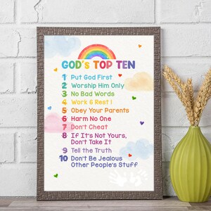 God's 10 Ten Commandments for Kids & Children Digital Printable Bible ...