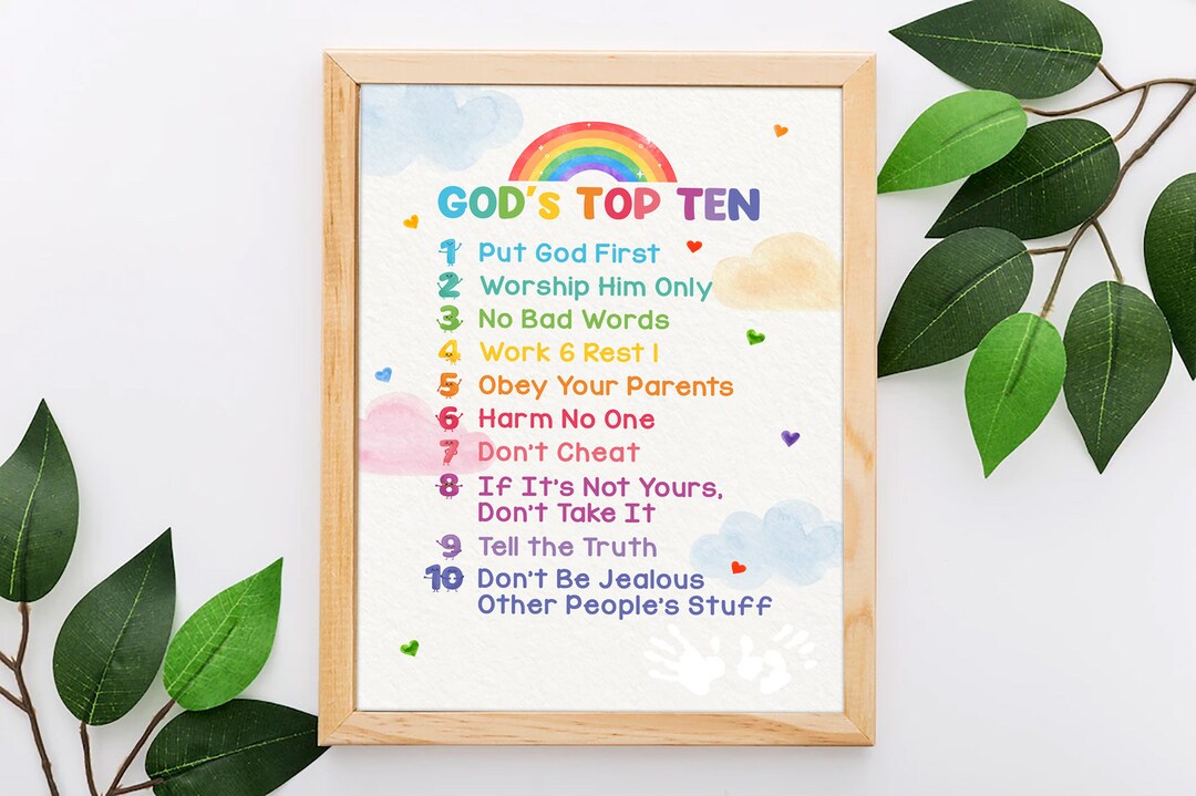 God's 10 Ten Commandments for Kids & Children Digital Printable Bible ...