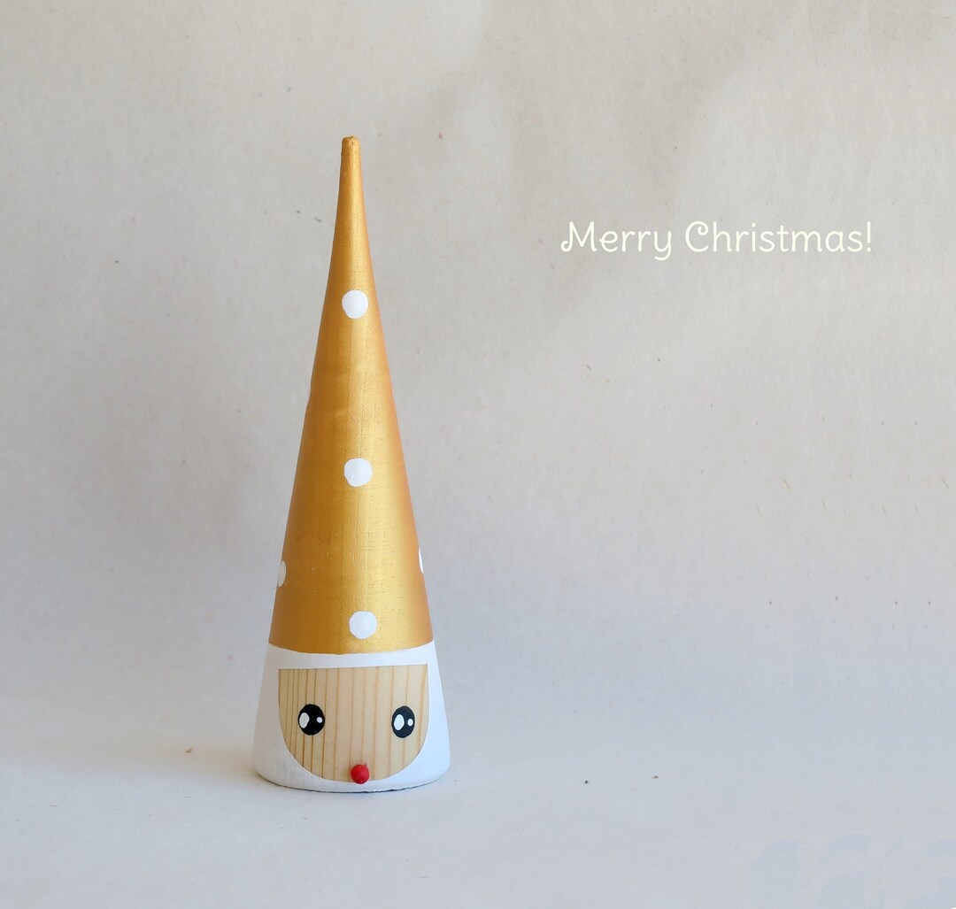 Handmade Wooden Mini Gold Gnome, Hand Painted Garden Decor, Collectible ...