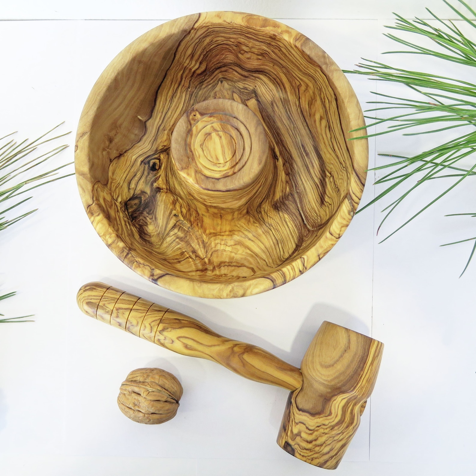 Handmade Nut Cracking Bowl, Wood Nut Cracker, Bowl & Mallet Set, Walnut ...