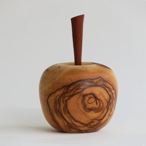 Handcrafted Olive Wood Apples, Set of 2 Artisan Wooden Fruit, Gift ...