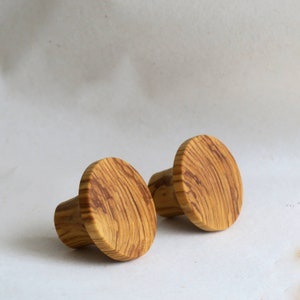 Olive Wood Cabinet Knob, Drawer Pull, Wood Handle, Dresser Knobs, Rustic Doorknob, Round Modern ...