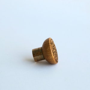 Oak Wood Cabinet Knob, Engraved Drawer Pull, Laser Engraved Wood Handle ...