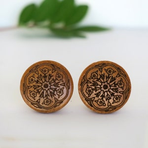 Oak Wood Cabinet Knob, Engraved Drawer Pull, Laser Engraved Wood Handle ...