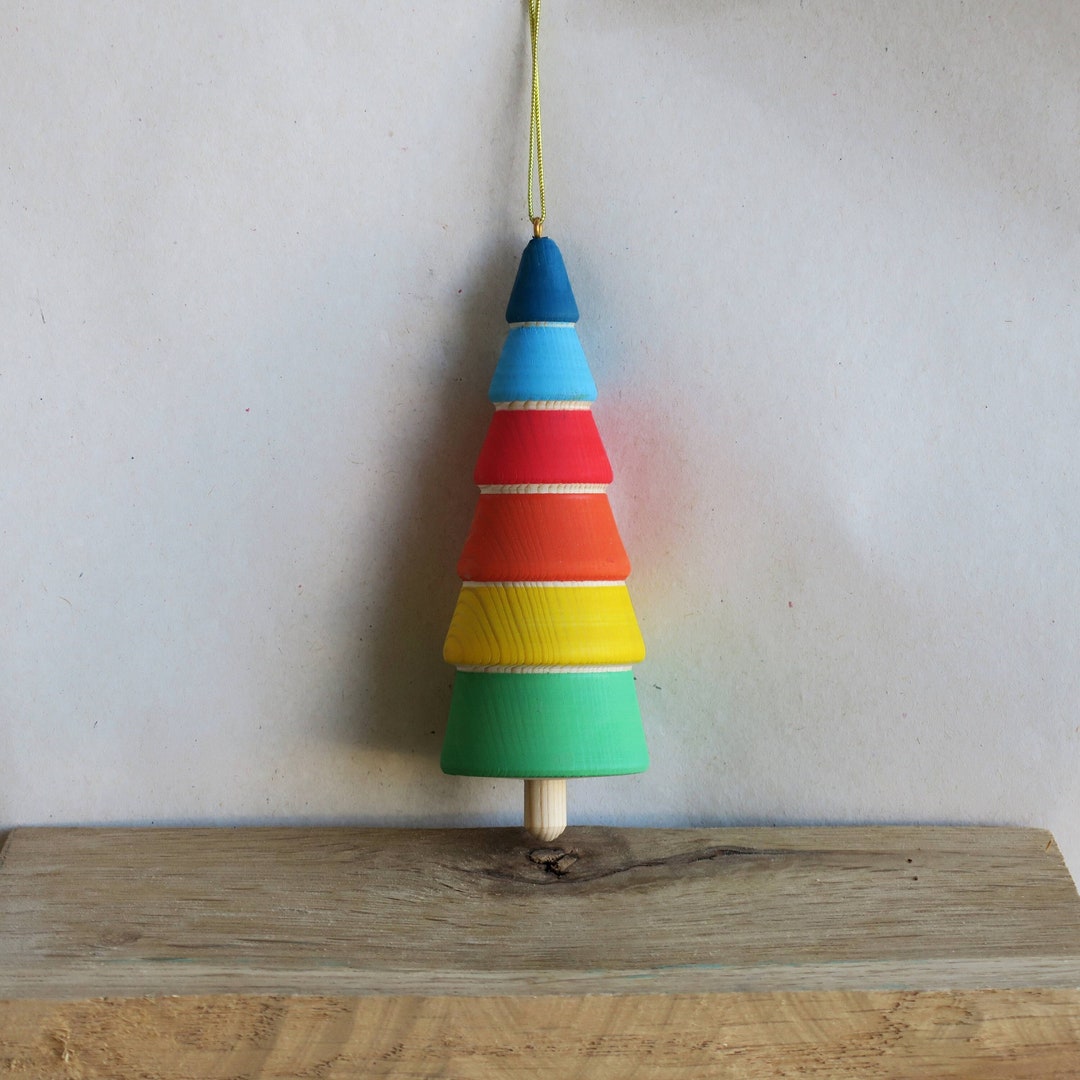 Handmade Wooden Multicolored Tree Ornament, Handcrafted Modern Decor ...