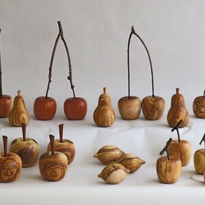 Handcrafted Olive Wood Apples, Set of 2 Artisan Wooden Fruit, Gift ...