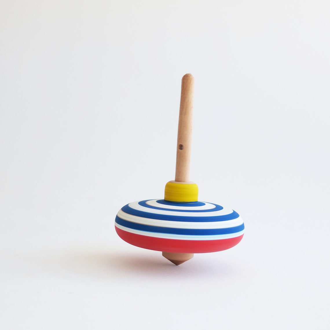 Handmade Wood Spinning Top, Red Blue Color, Eco Toy, Turned Spintop ...