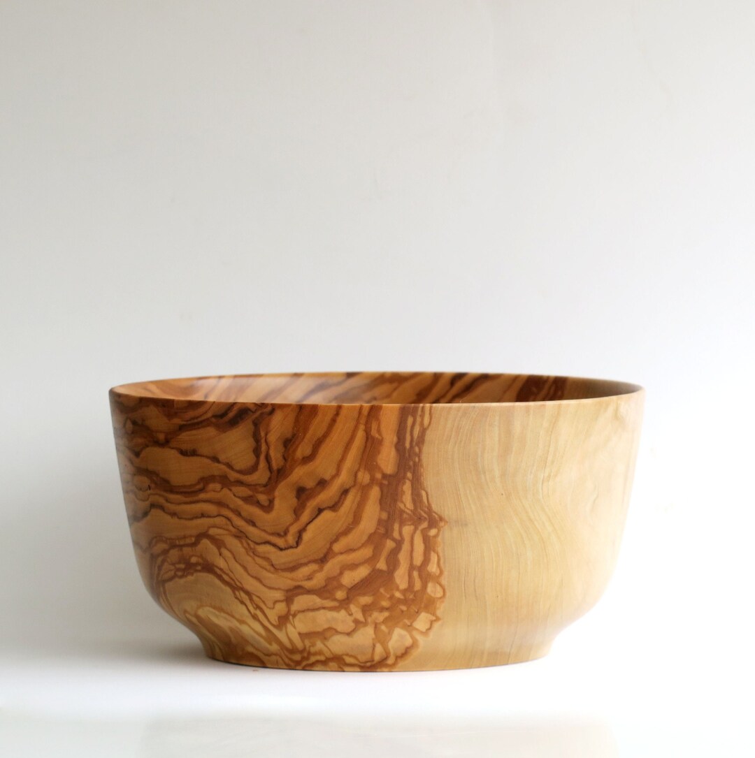 Handmade Olive Wood Bowl, Wooden Bowl, Wooden Salad Bowl, Wooden Fruit ...