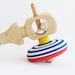 Handmade Wood Spinning Top, Red Blue Color, Eco Toy, Turned Spintop ...