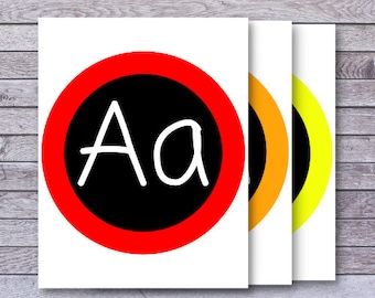 Cursive Rainbow ABC Wall Posters Classroom Letters Digital | Etsy