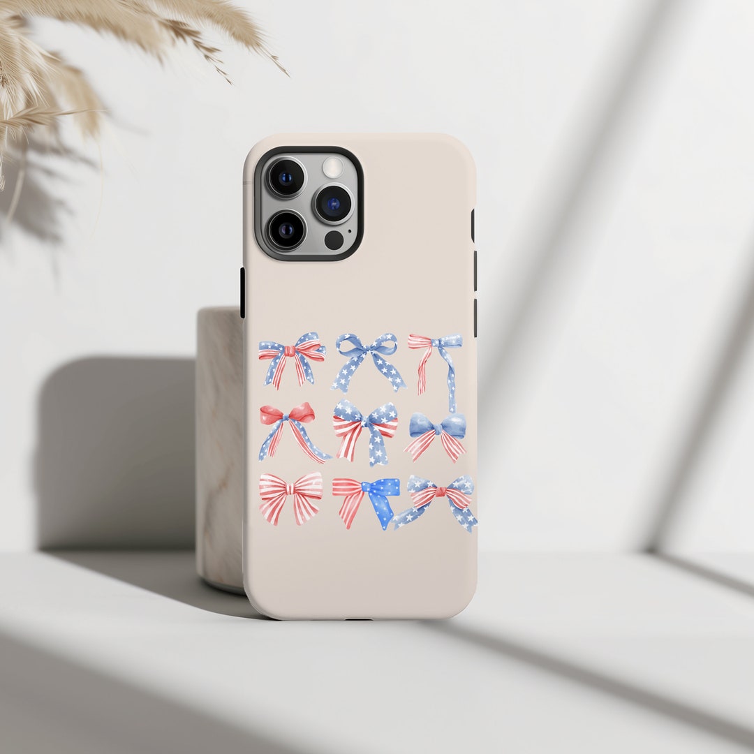 Red White Blue Bow Case, America Phone Case, Bow Phone Case, Protective ...