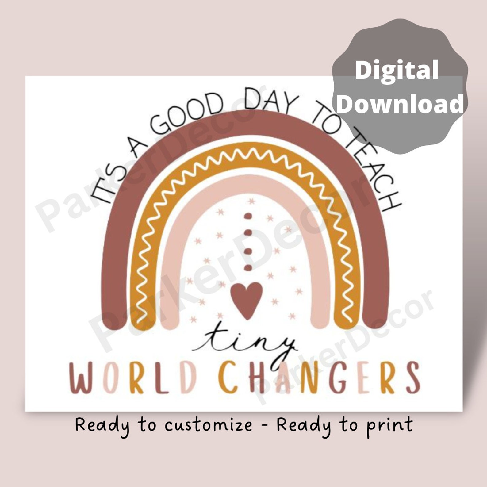 Teacher Quote Boho Rainbow Digital Download Tiny World Changers - Etsy