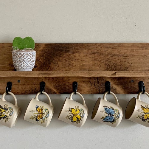 Wall Mounted Coffee Mug Holder/ Cup Rack/ K-cup Holder / Shelf - Etsy