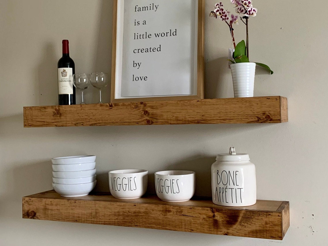 Wood Floating Shelf 3.5 Inch Thick 8 Inch Deep - Etsy