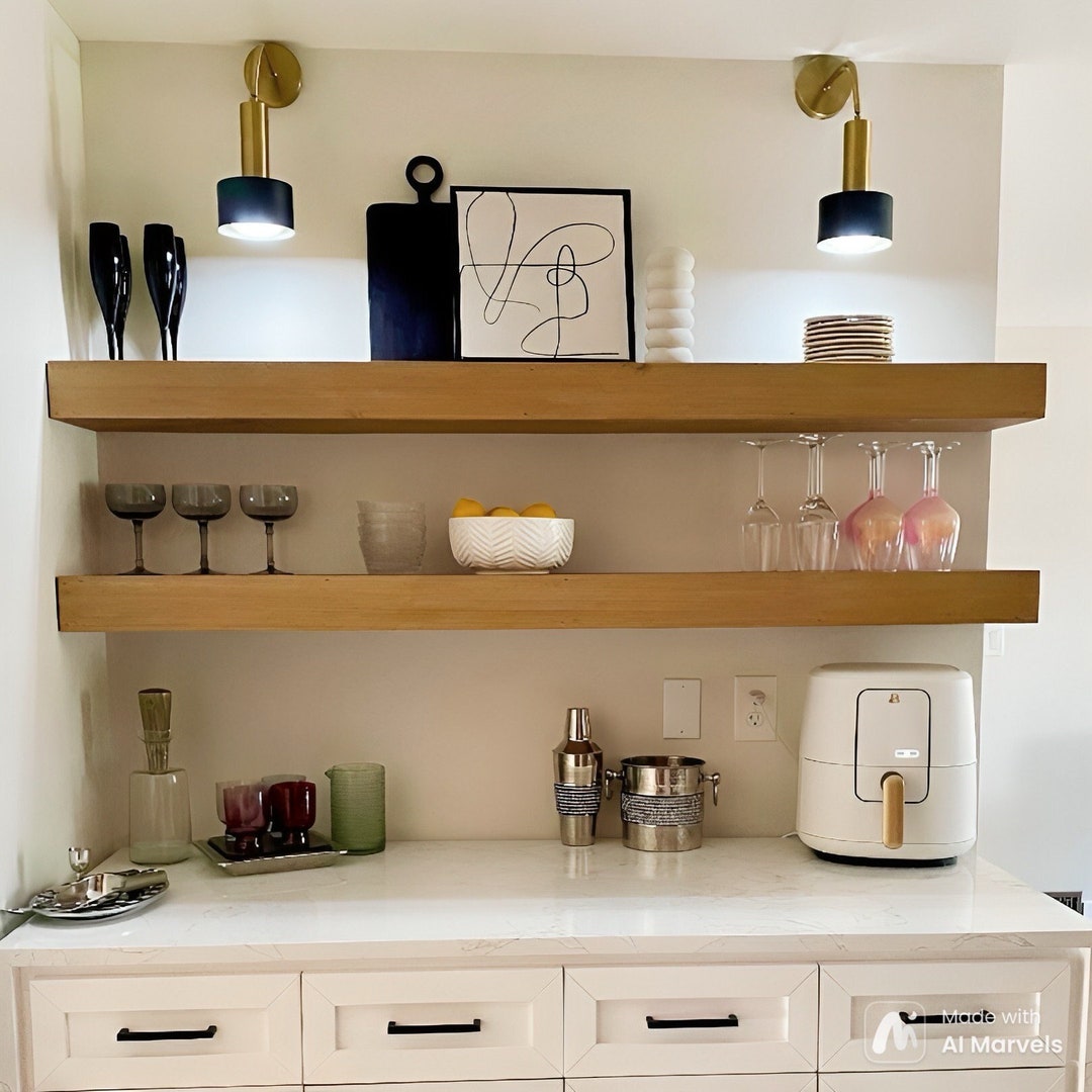 Kitchen Floating Shelves Floating Shelf With Brackets Bathroom Shelves Floating Wood Shelves Chunky Shelves Thin Shelf Etsy