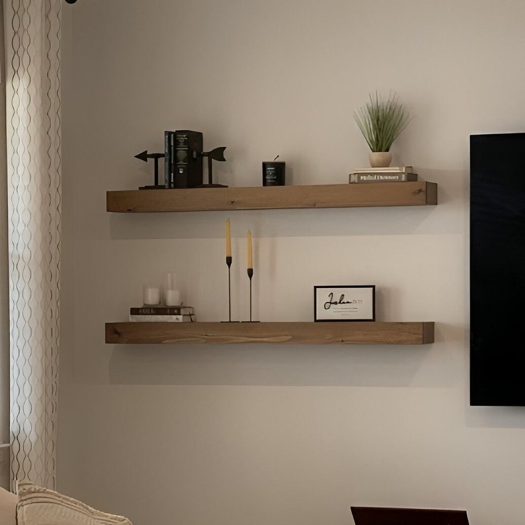Wood Floating Shelf 3.5 Inch Thick | 8 Inch Deep | Chunky Shelves ...