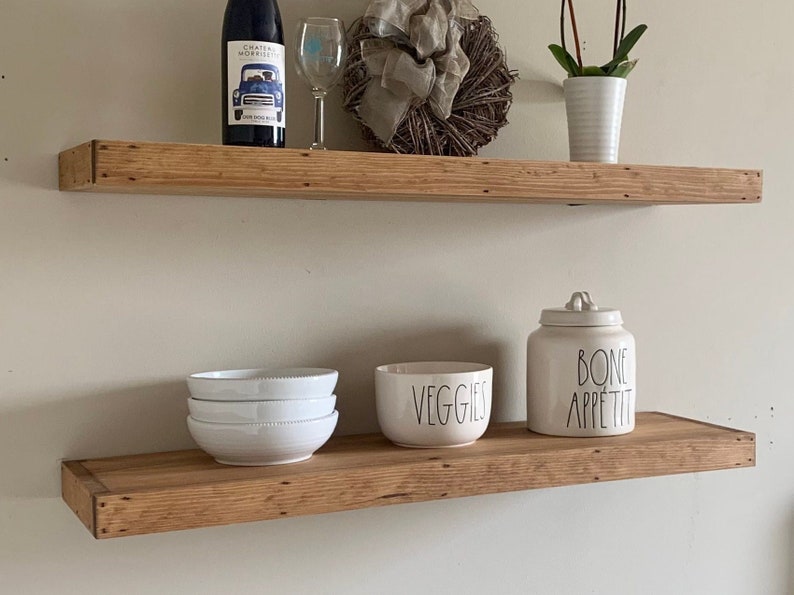 Wood Floating Shelf 2 Inch Thick 10 Inch Deep Rustic - Etsy