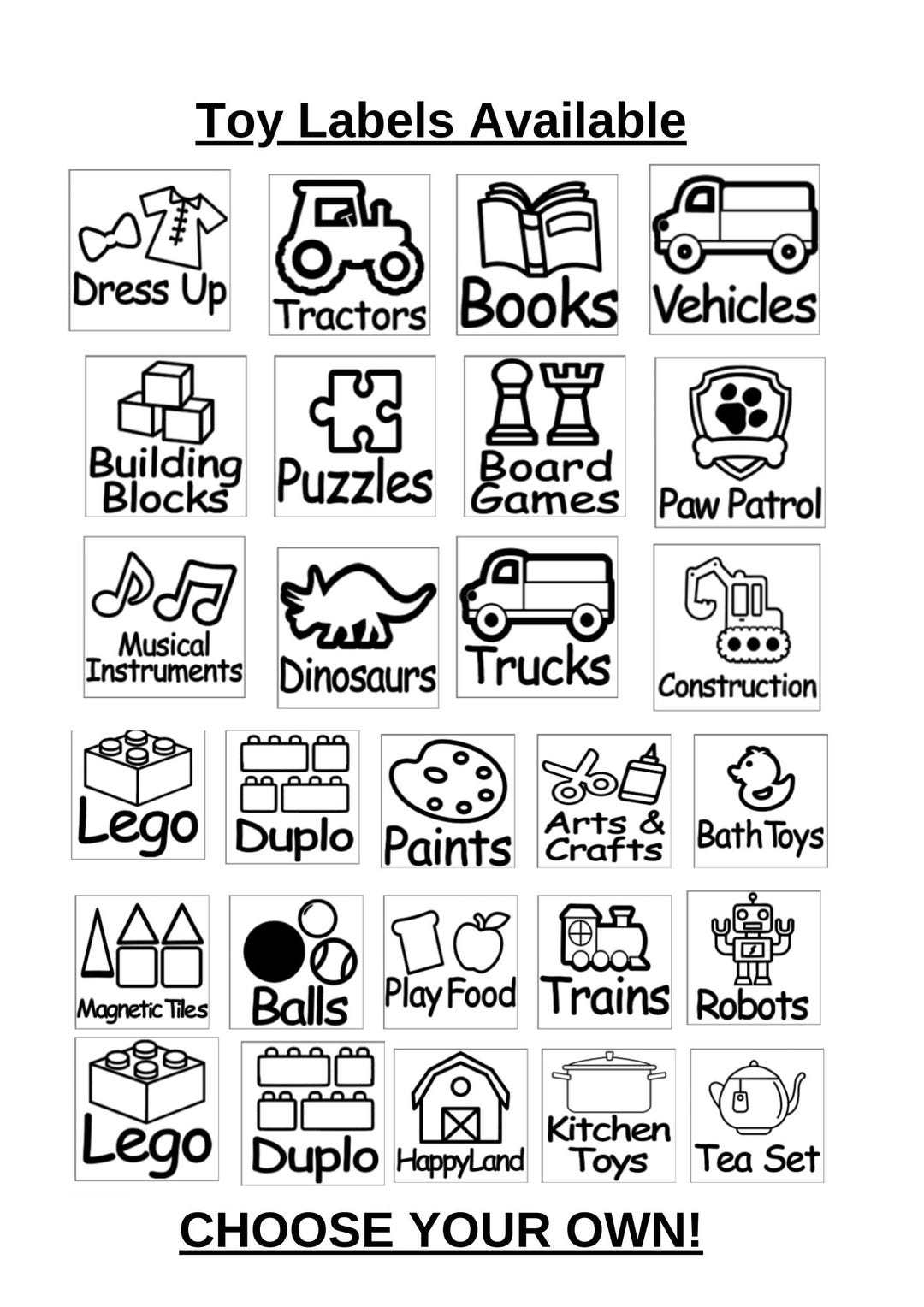 Kids Toys Organization Labels, Childrens Playroom Bedroom, Storage ...