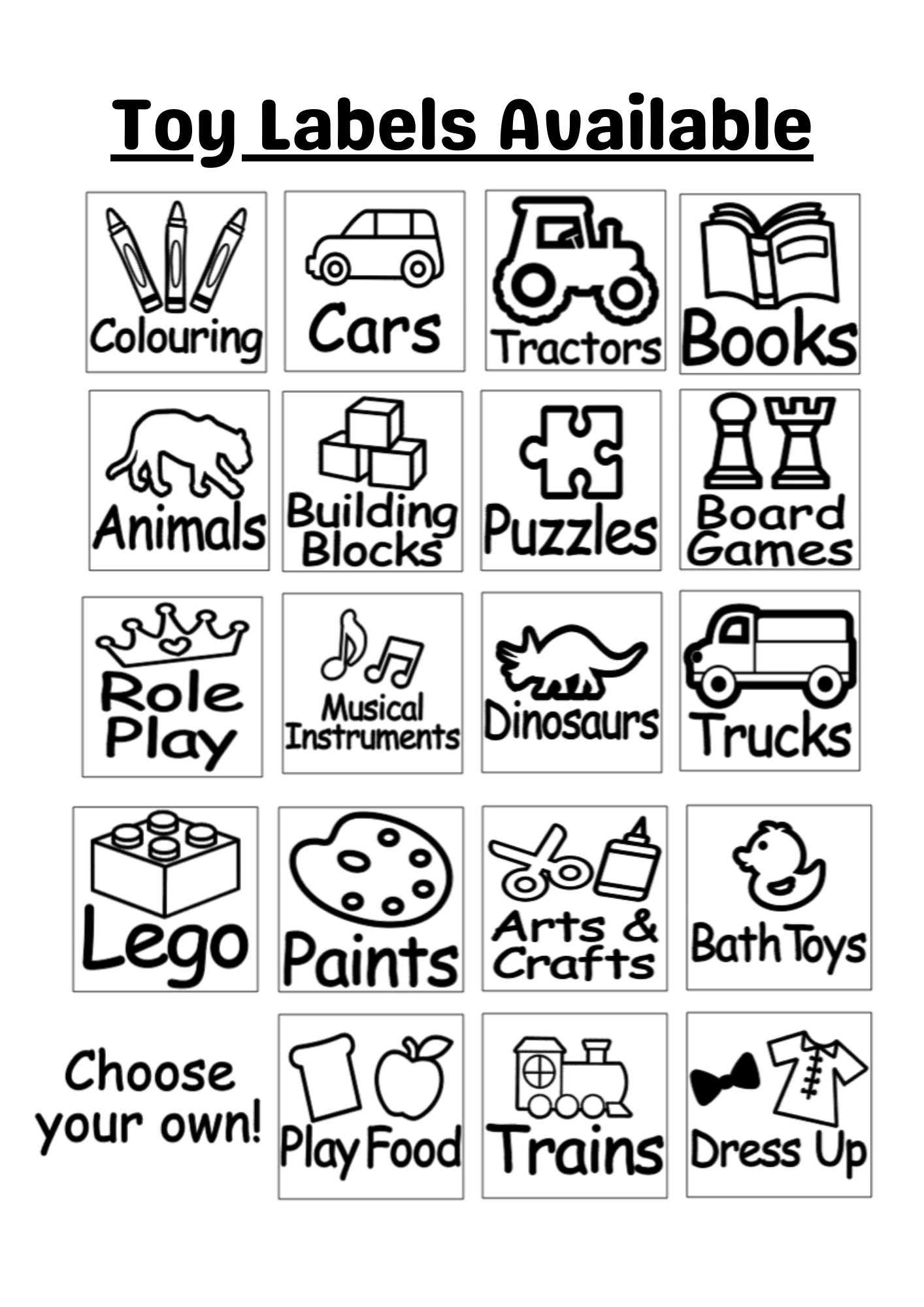Kids Toys Organization Labels, Childrens Playroom Bedroom, Storage ...