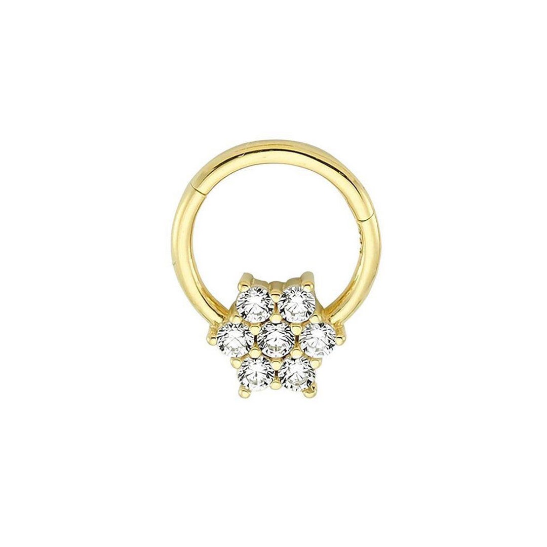14k Gold Helix Piercing With White Stone - Etsy