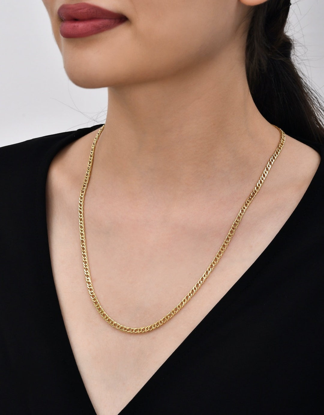 Rombo Model Chain - 14K Solid Gold Chain Necklace - Thickness 3.90 Mm, 14K Gold Filled Finished ...