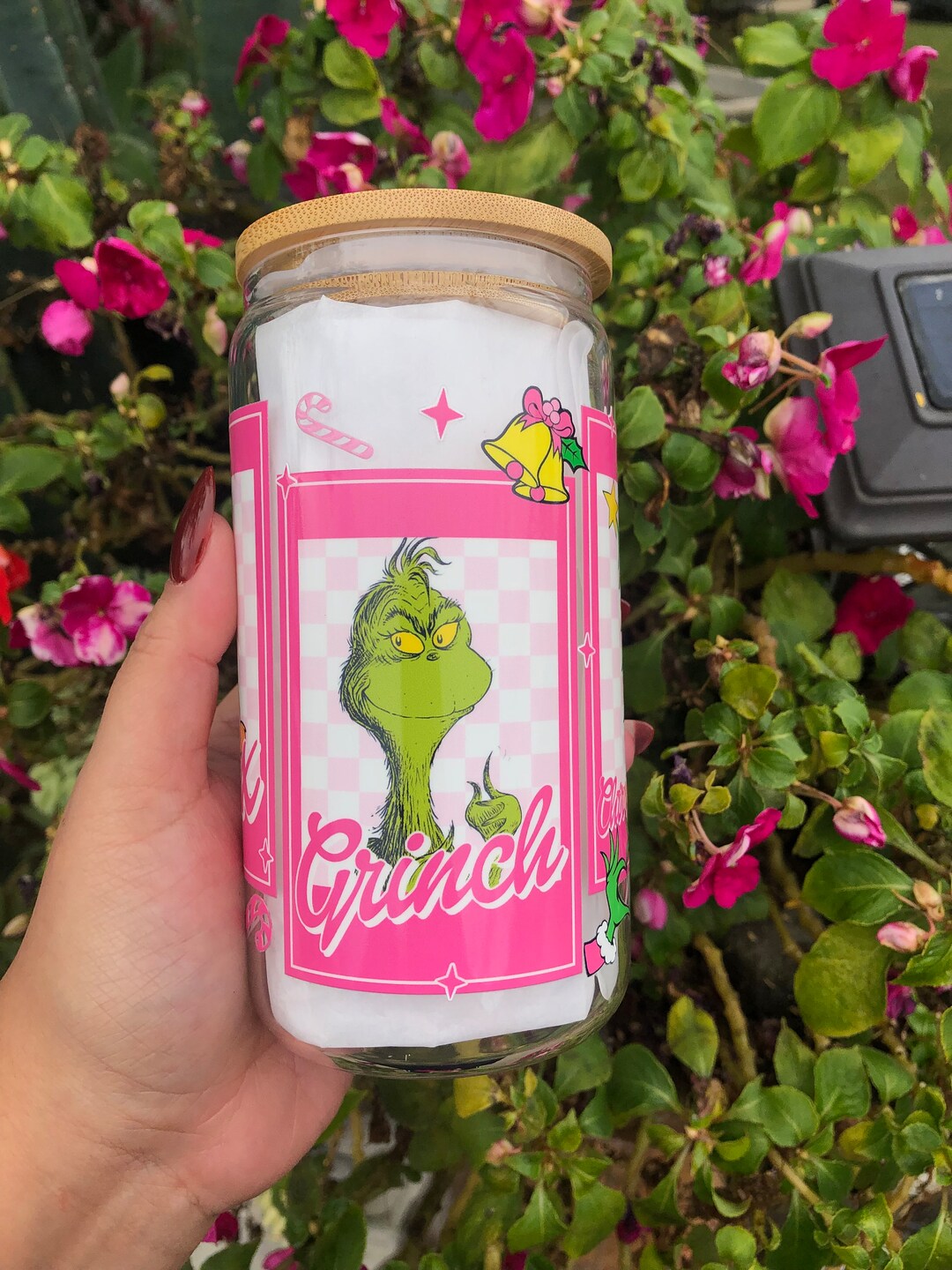 Grinch Inspired Glass Can Grinch Tarot Card Glass Can Christmas Glass ...