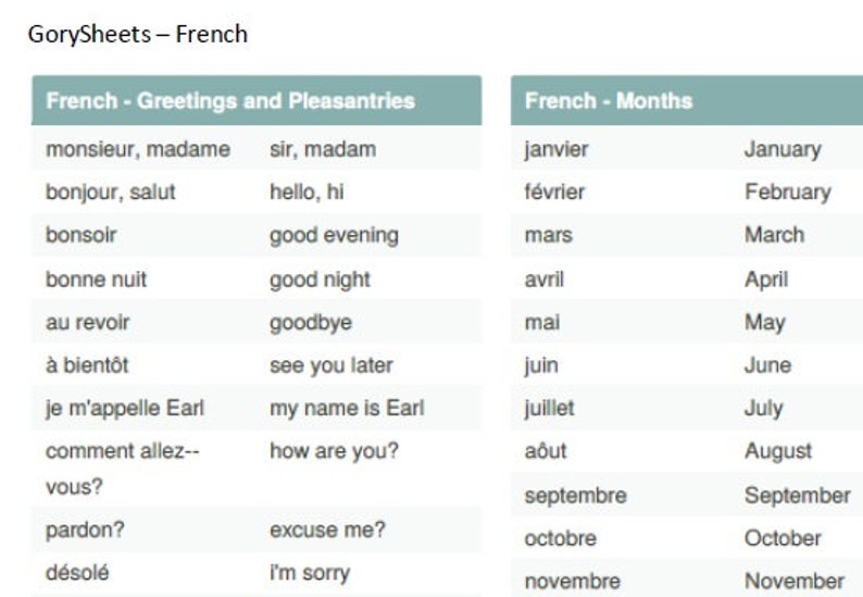French - Cheat Sheet and Study Guide - Etsy