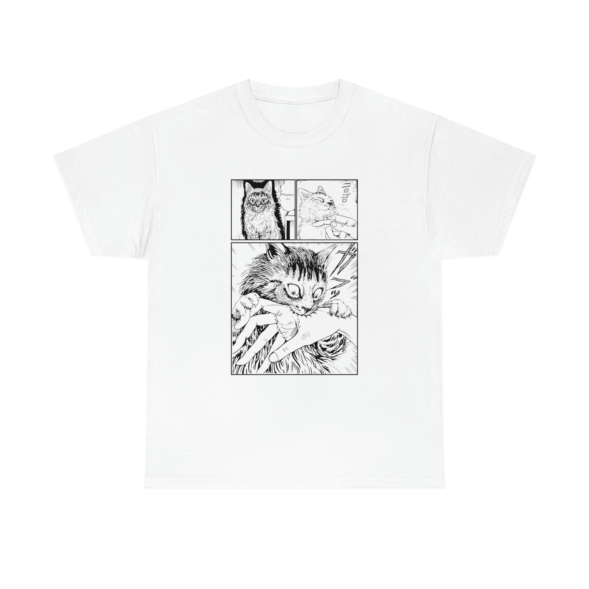 Anime Merch, Horror Manga Shirt for Manga Fans, T Shirt Dark Manga Cat ...