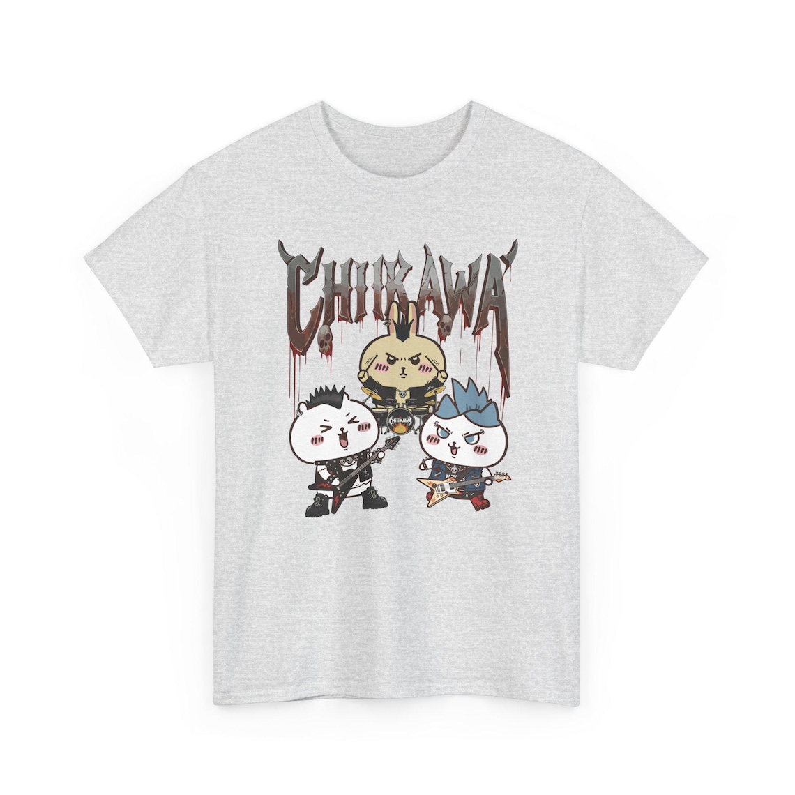 Chiikawa Shirt, Chiikawa Rock Band T-shirt, Heavy Metal, Hashiware ...