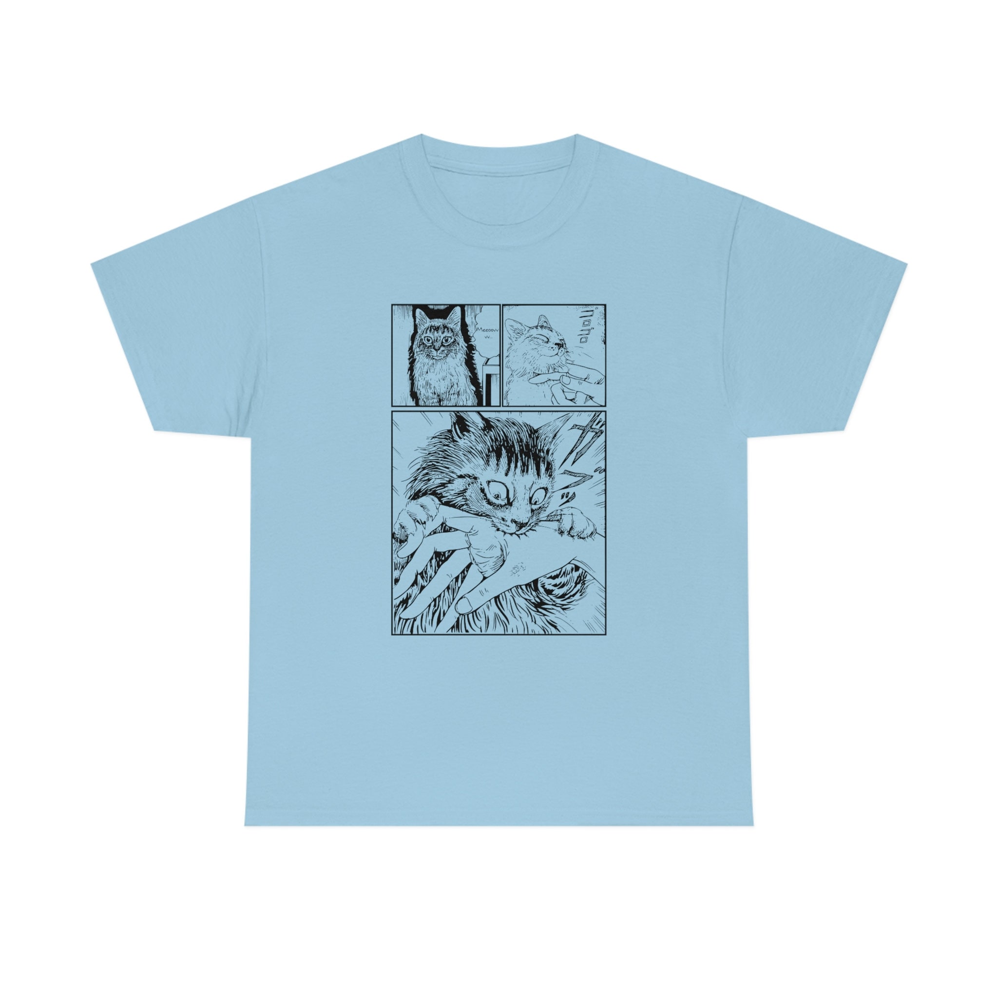 Anime Merch, Horror Manga Shirt for Manga Fans, T Shirt Dark Manga Cat ...