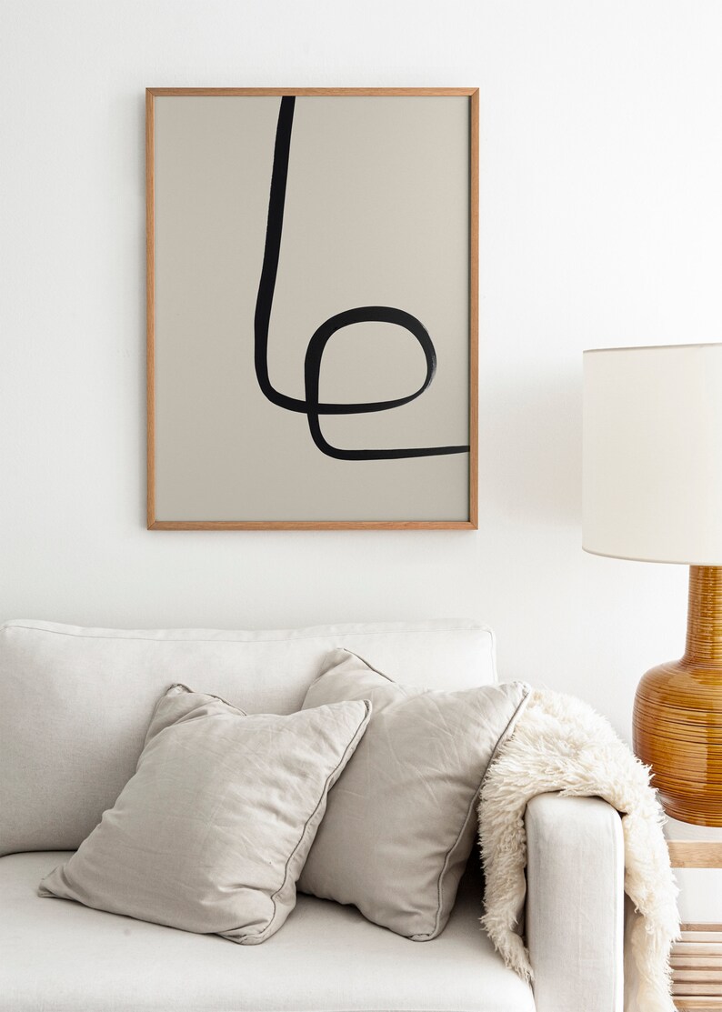 Free Hand Single Line Artwork, Mid Century Poster, Printable Black Line ...