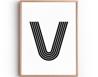 Letter v Printable Initial Art Poster - Etsy