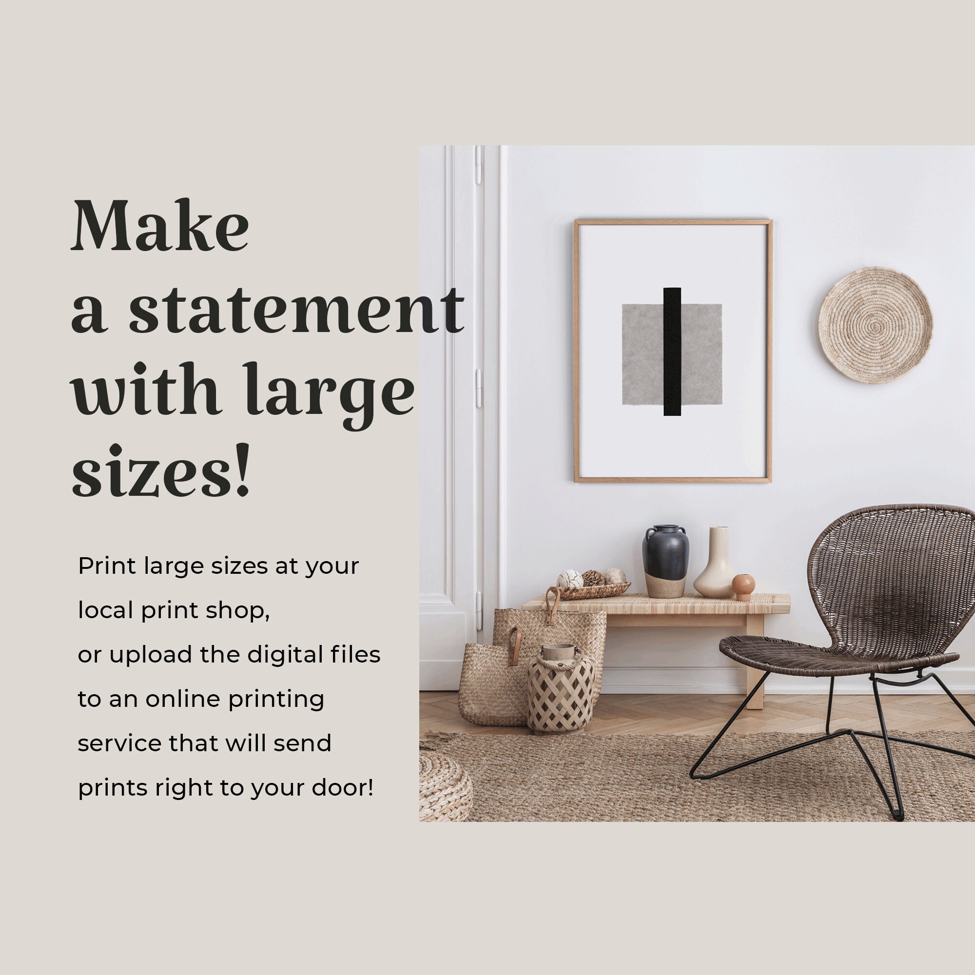 Line on a Square, Geometric Collage Printable Art, Minimalist Modern ...