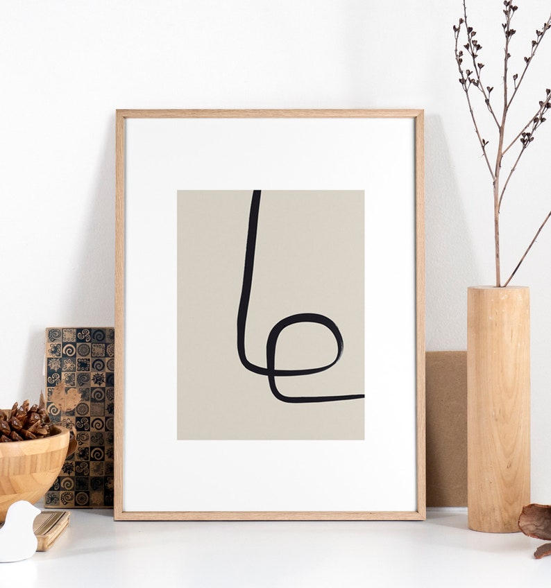 Free Hand Single Line Artwork, Mid Century Poster, Printable Black Line ...
