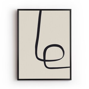 Free Hand Single Line Artwork, Mid Century Poster, Printable Black Line ...