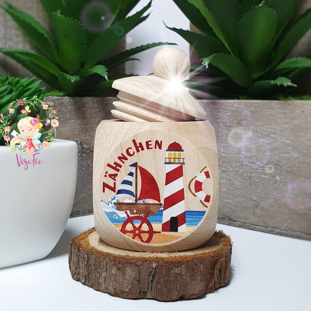 Milk Tooth Box Made of Wood Model Boat Lighthouse for Storing Milk ...