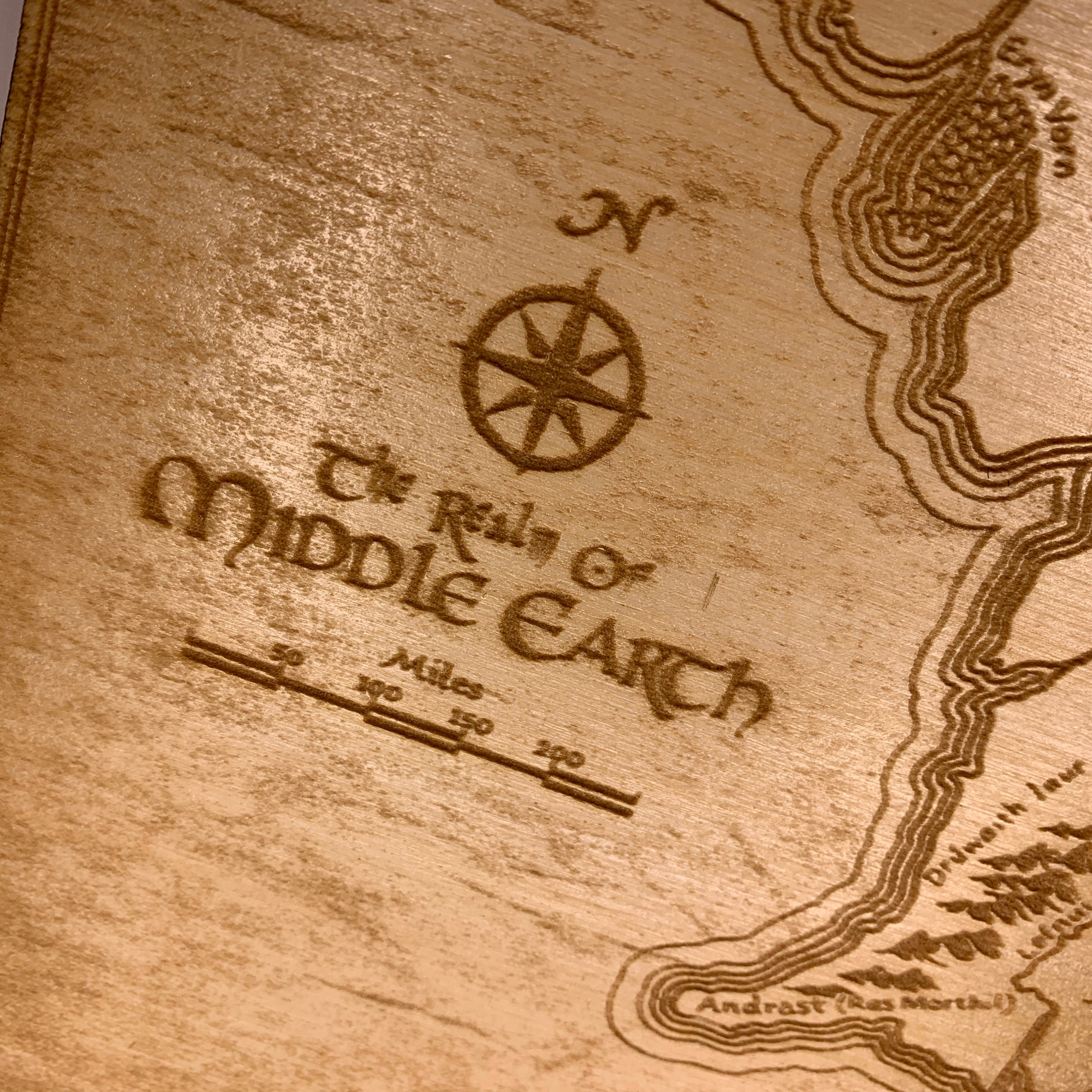 Middle-earth Map Engraved on Laser Wood - Etsy