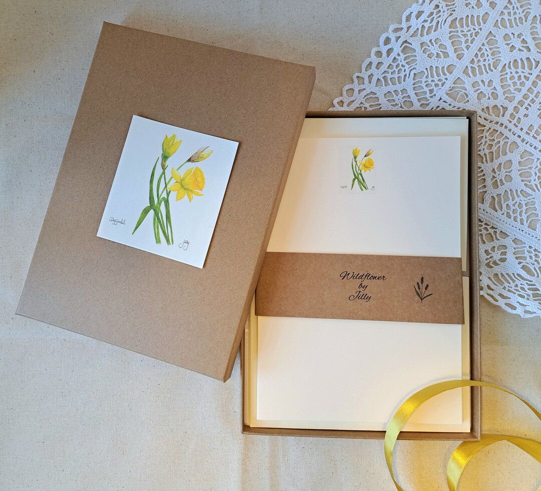 Daffodil 18 X Letter Writing Paper Kraft Boxed Set With 10 X Printed ...