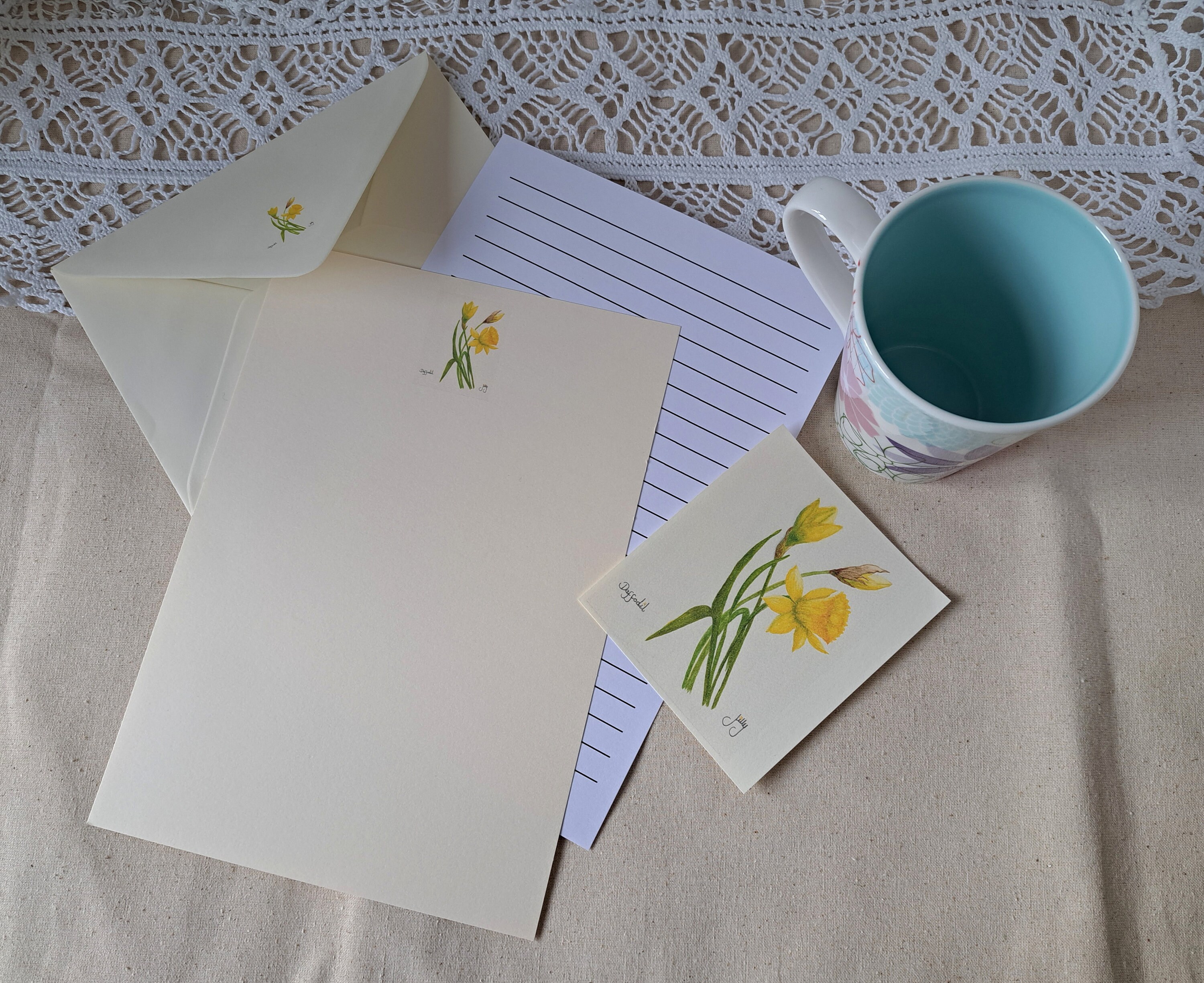 Daffodil 18 X Letter Writing Paper Kraft Boxed Set With 10 X Printed ...