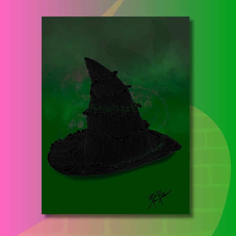 Elphaba Hat Fan Art 5x7 Art Print Wicked Movie, Musical Digital Art ...