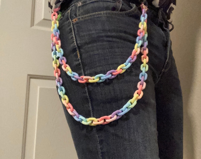 Chunky Pastel Belt Chain - for Decora/ Fairy Kei/ Pride/ Kandi ...