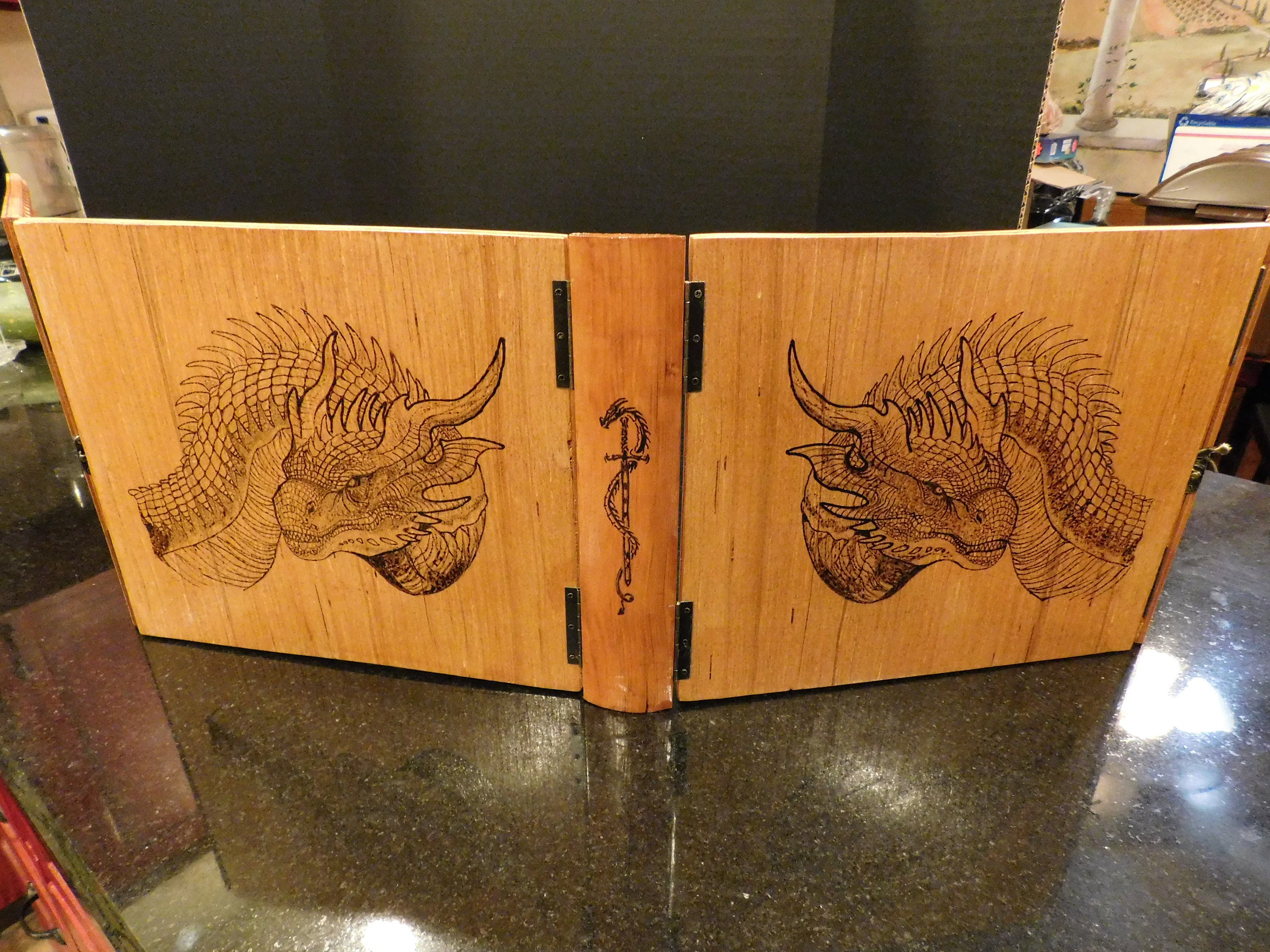 Folding DM Screen, Hand Wood Burned Design. - Etsy