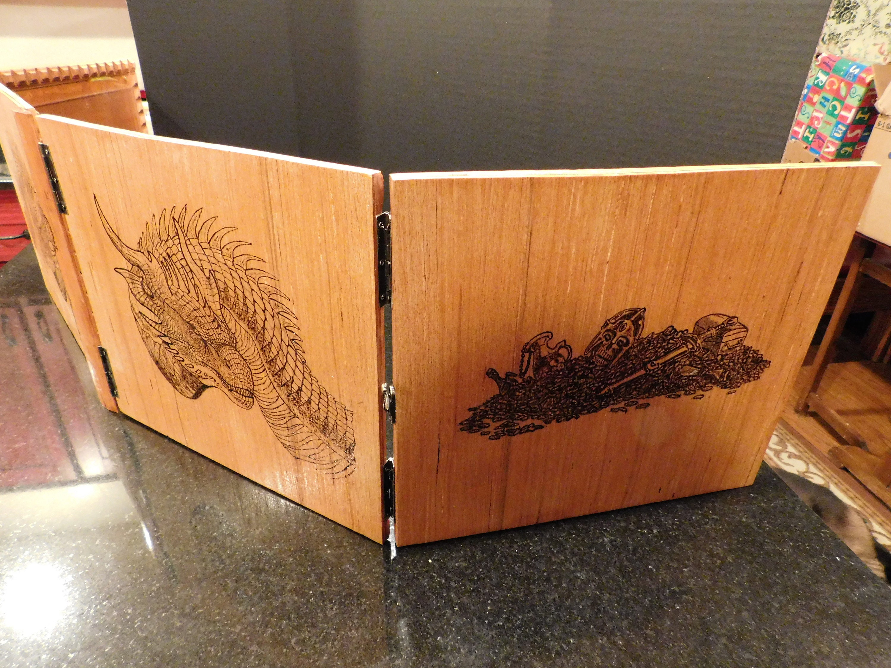 Folding DM Screen, Hand Wood Burned Design. - Etsy