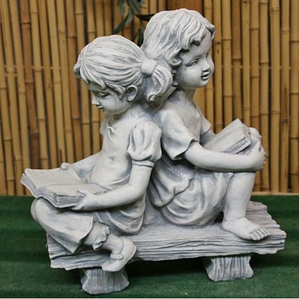 Garden Statue Girl on Bench - Etsy