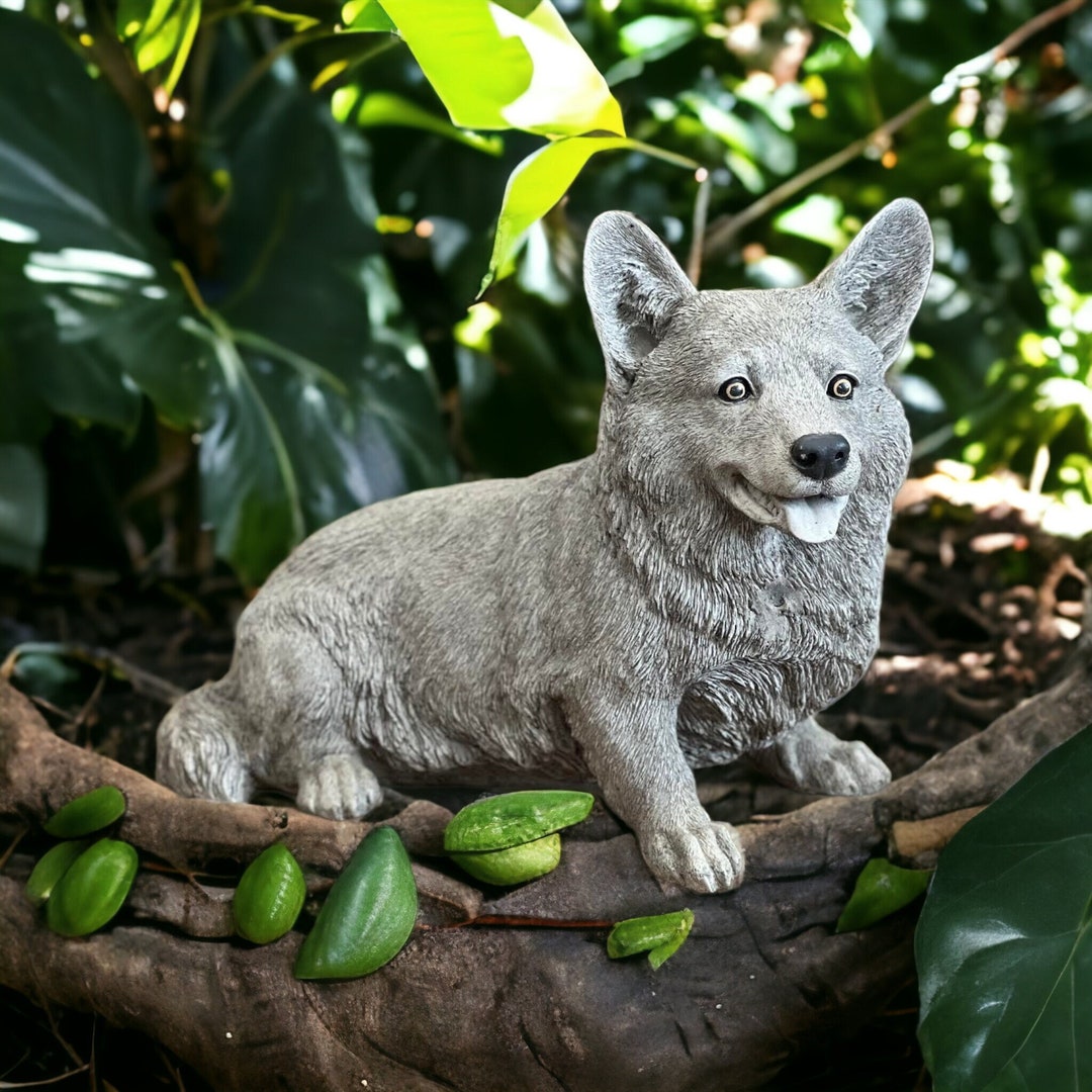 Corgi Dog Figurine Concrete Welsh Corgi Garden Statue Outdoor - Etsy